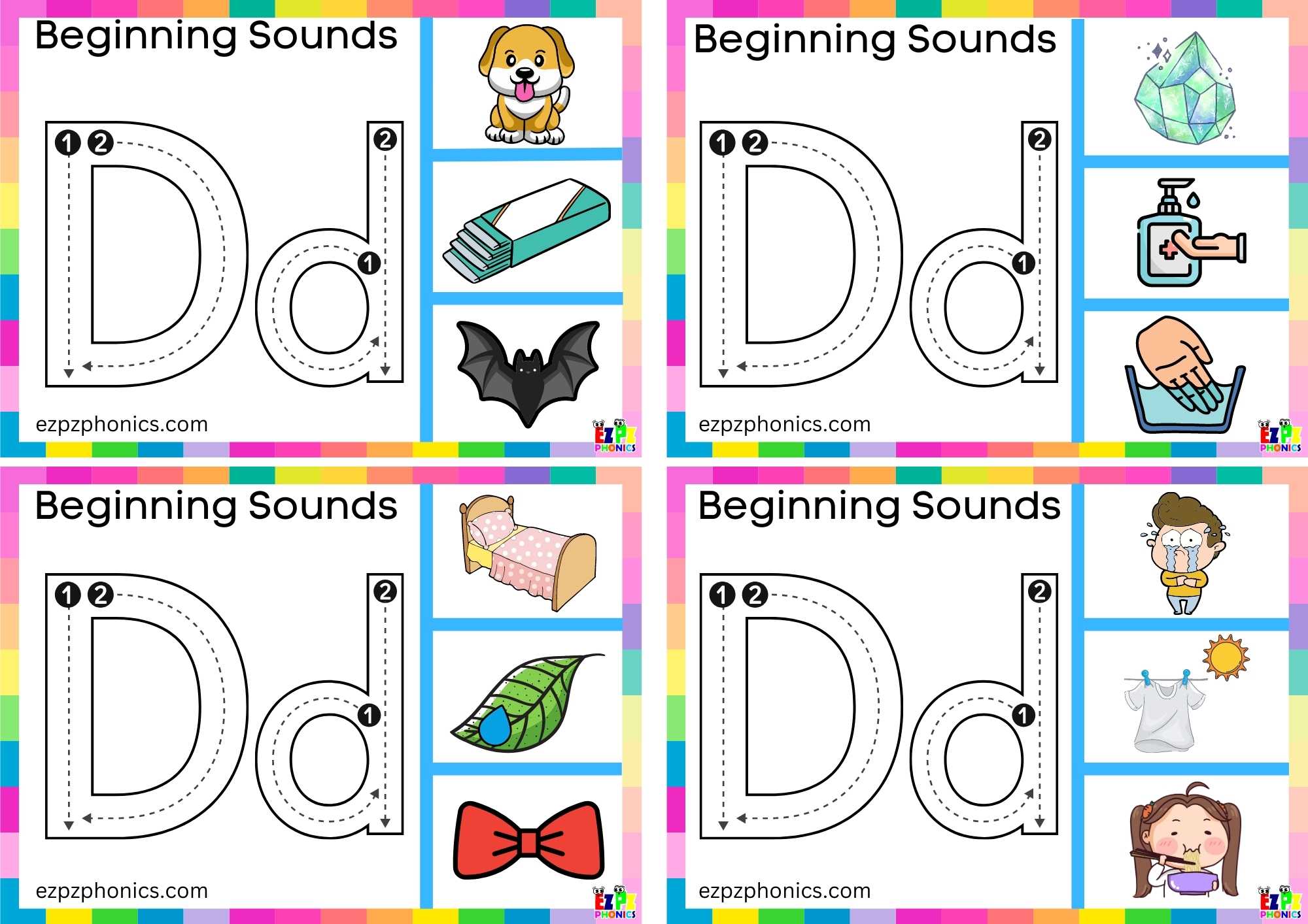 Trace The Letter D And Clip The Image Clip Card 1 - ezpzphonics.com
